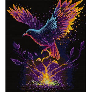 Colorful Crow Cross Stitch Pattern - Instant Download, Cross Stitch PDF ...