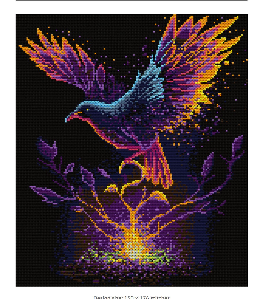 Colorful Crow Cross Stitch Pattern - Instant Download, Cross Stitch PDF ...