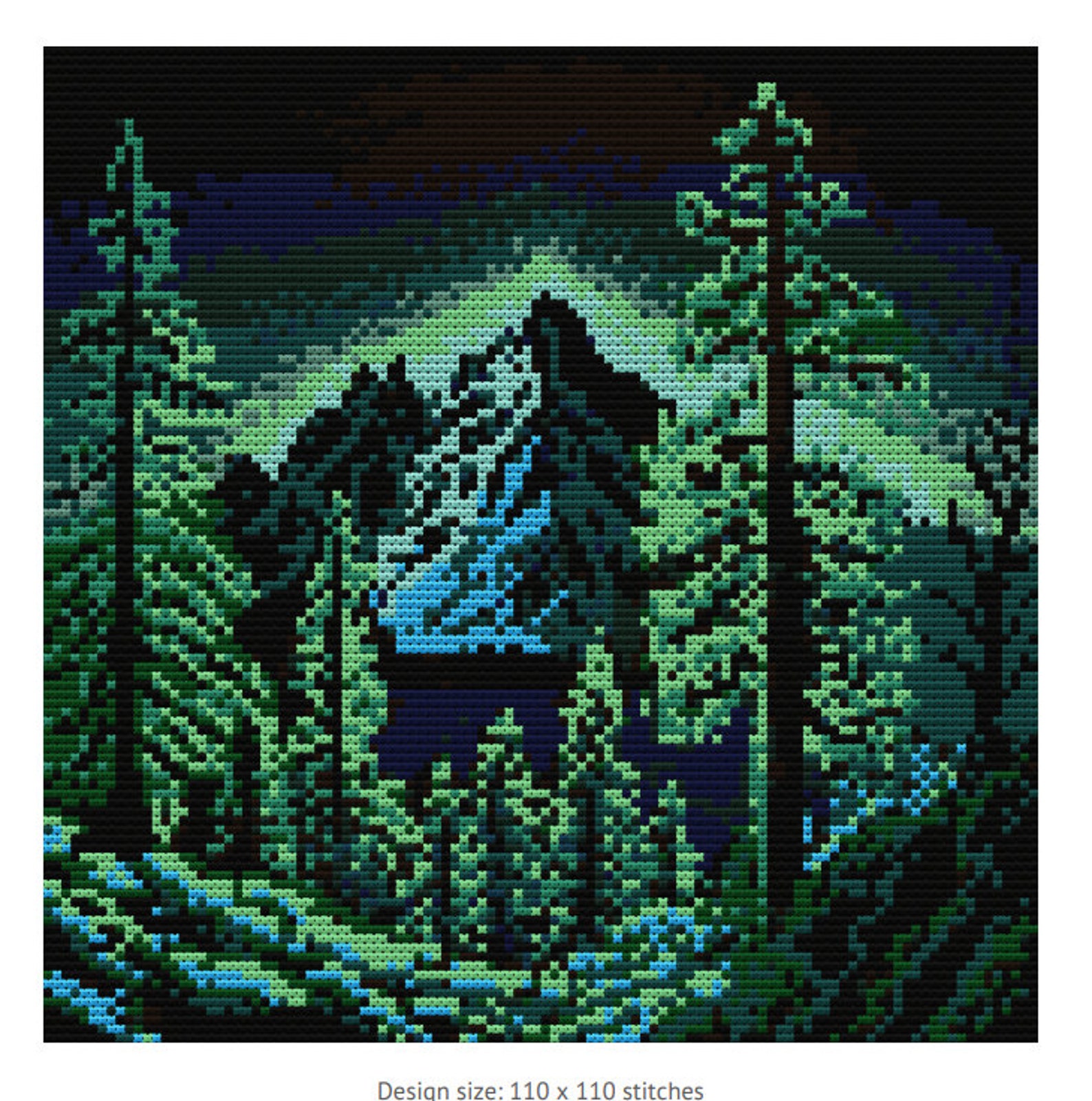 Aurora Forest Cross Stitch Pattern - Instant Download, Cross Stitch PDF ...