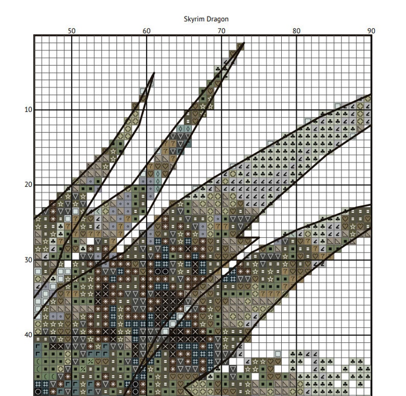 Majestic Skyrim Dragon Cross Stitch Pattern Fantasy Art Embroidery ...