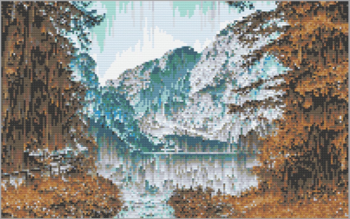 Embroidery Pattern - Abstract Nature - Mountain View, Cross Stitch PDF ...