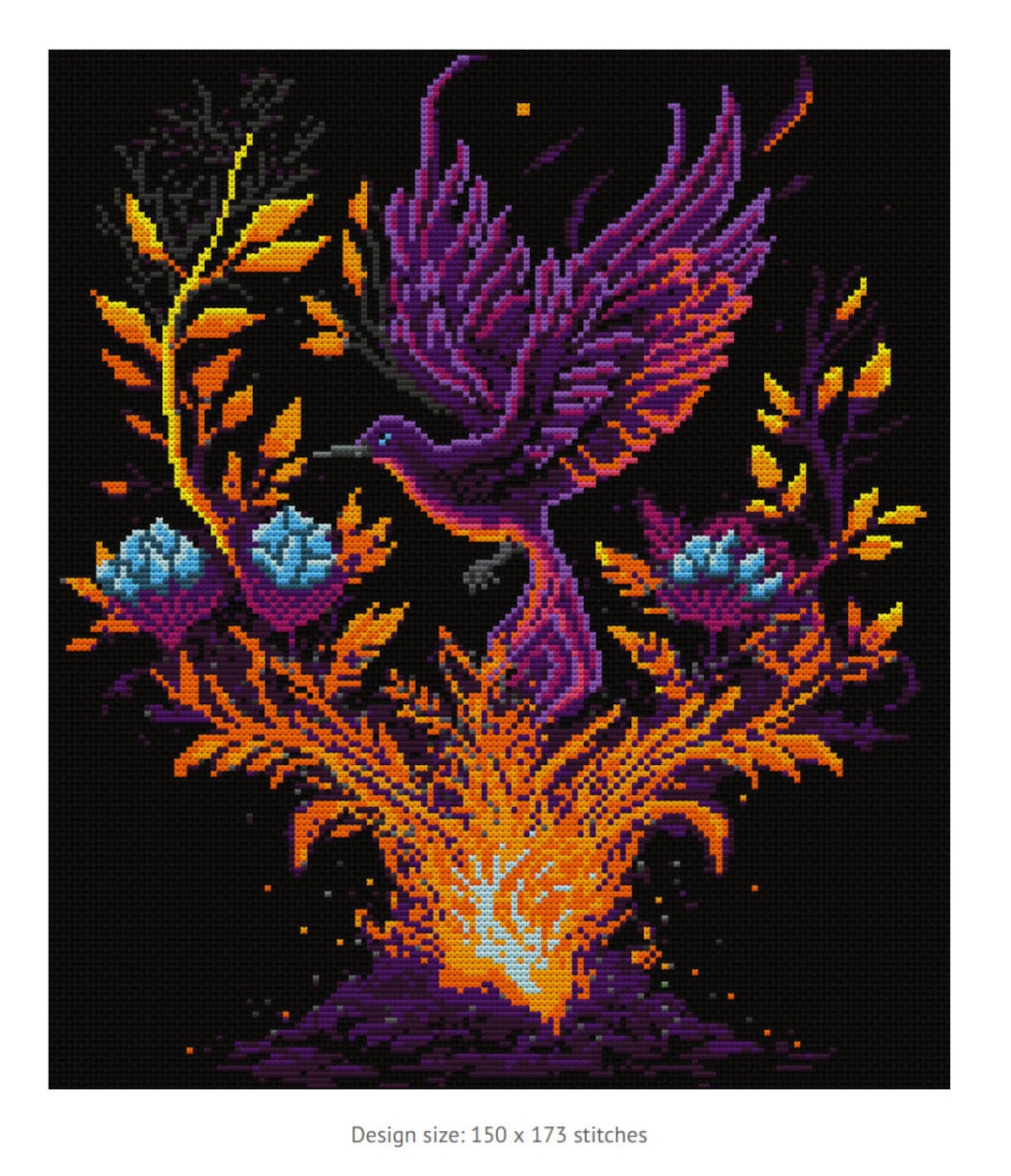 Colorful Phoenix Cross Stitch Pattern - Instant Download, Cross Stitch ...