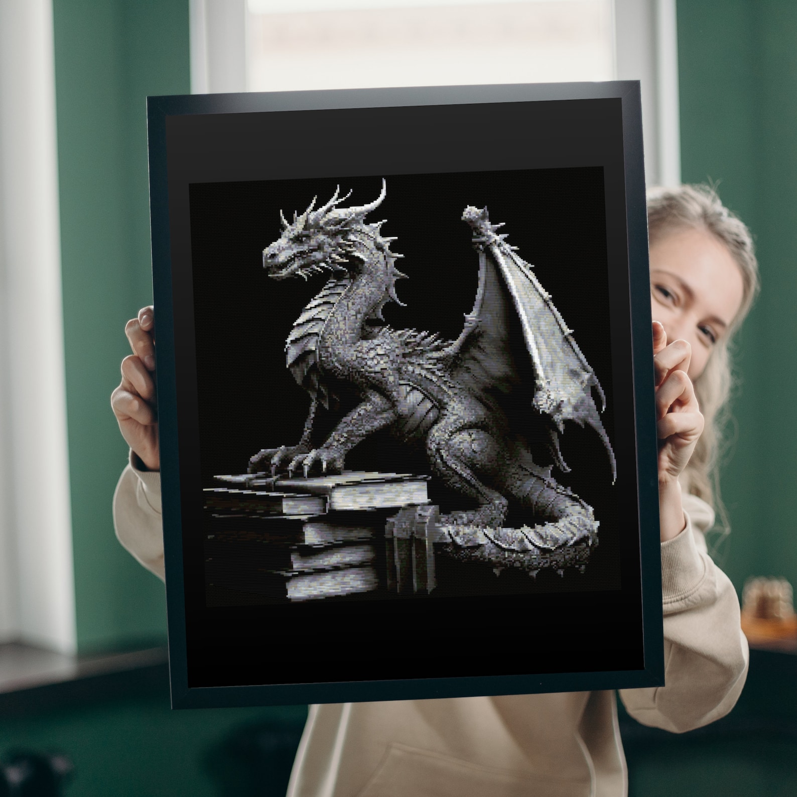 Library Dragon Cross Stitch Pattern - Counted, Instant PDF Download ...