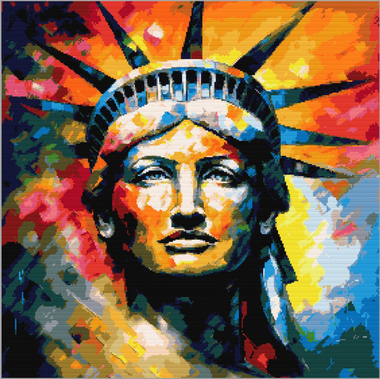 Colorful Statue of Liberty Cross Stitch Pattern - Instant Download ...