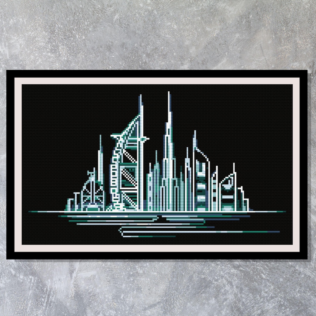 Dubai Skyline Cross Stitch Pattern – Modern Cityscape, Digital PDF ...