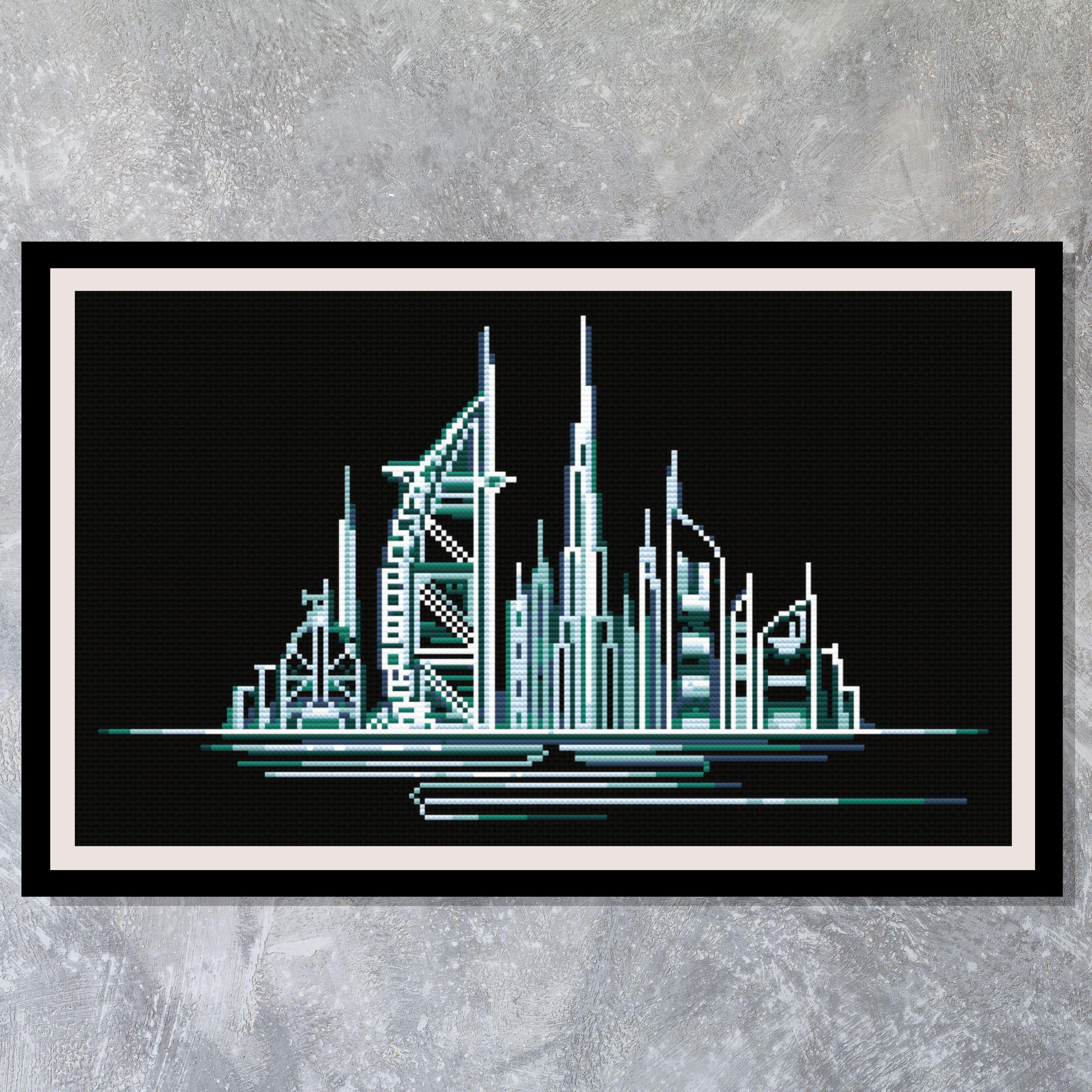 Dubai Skyline Cross Stitch Pattern – Modern Cityscape, Digital PDF ...
