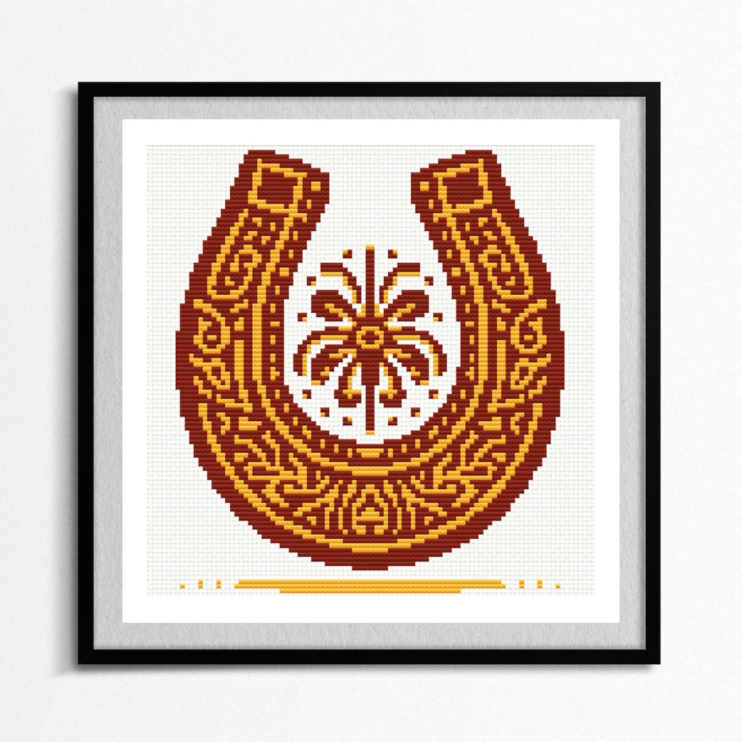 Rustic Horseshoe Cross Stitch Pattern | Vintage-look Needlework Design ...