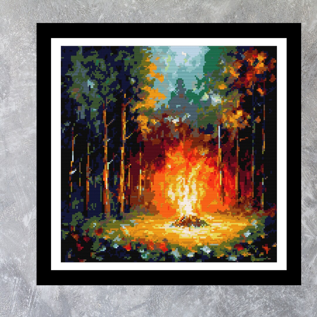Enchanting Forest Campfire Cross Stitch Pattern: A Nature Escape ...