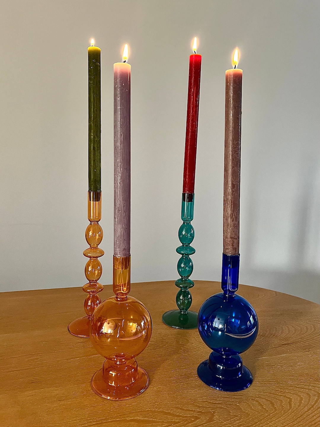 Colourful Bubble Glass Candle Sticks - Etsy