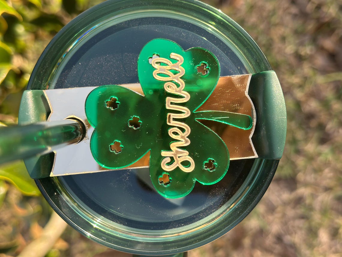 Shamrock Name Plate Tumbler Topper Name Plate for Tumbler Quencher ...