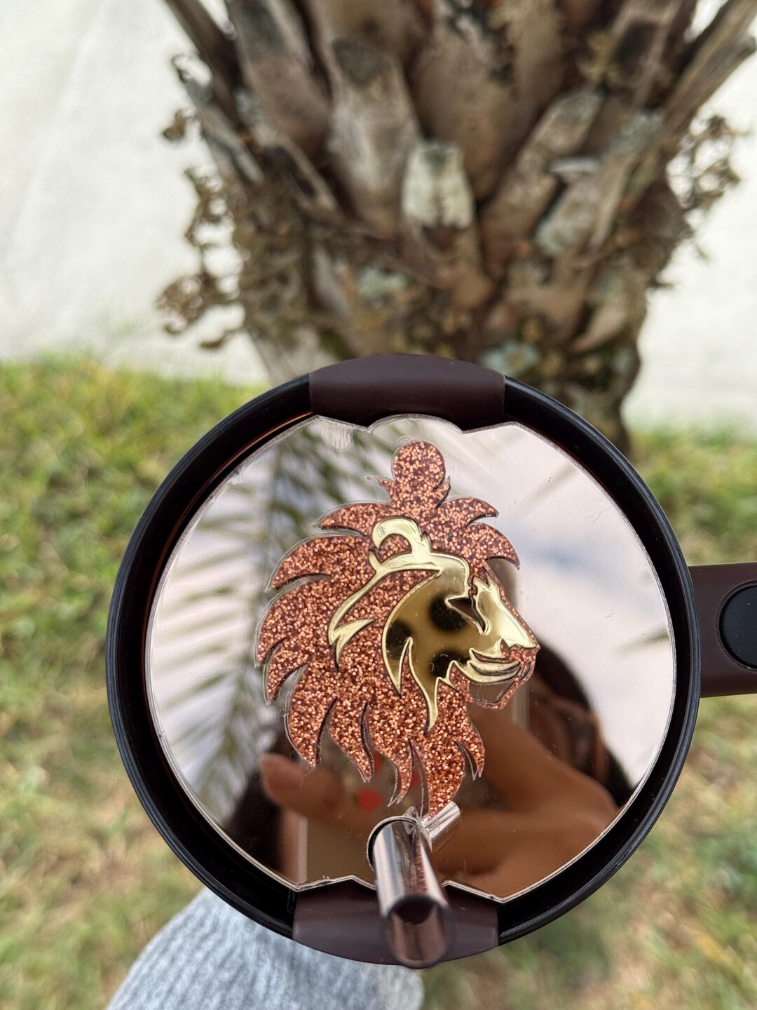 Lion Name Plate Tumbler Stanley Straw Charm Gold Lion Name Topper Straw ...