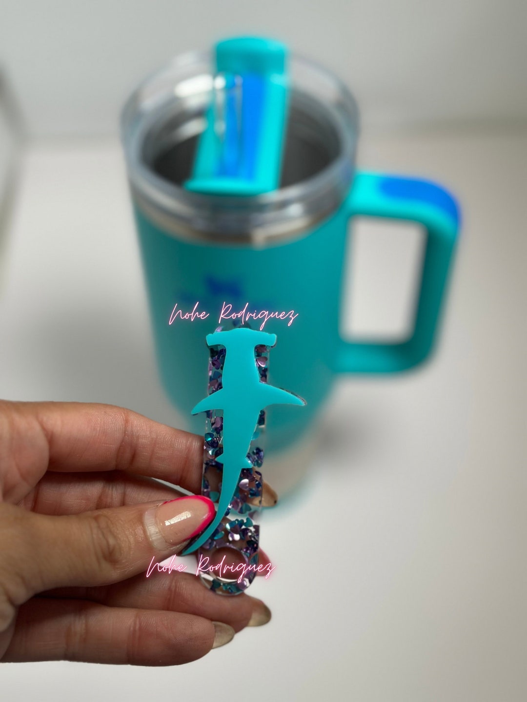 Personalized Tumbler Plate Shark Name Tag Accessory Custom Tumbler Name ...