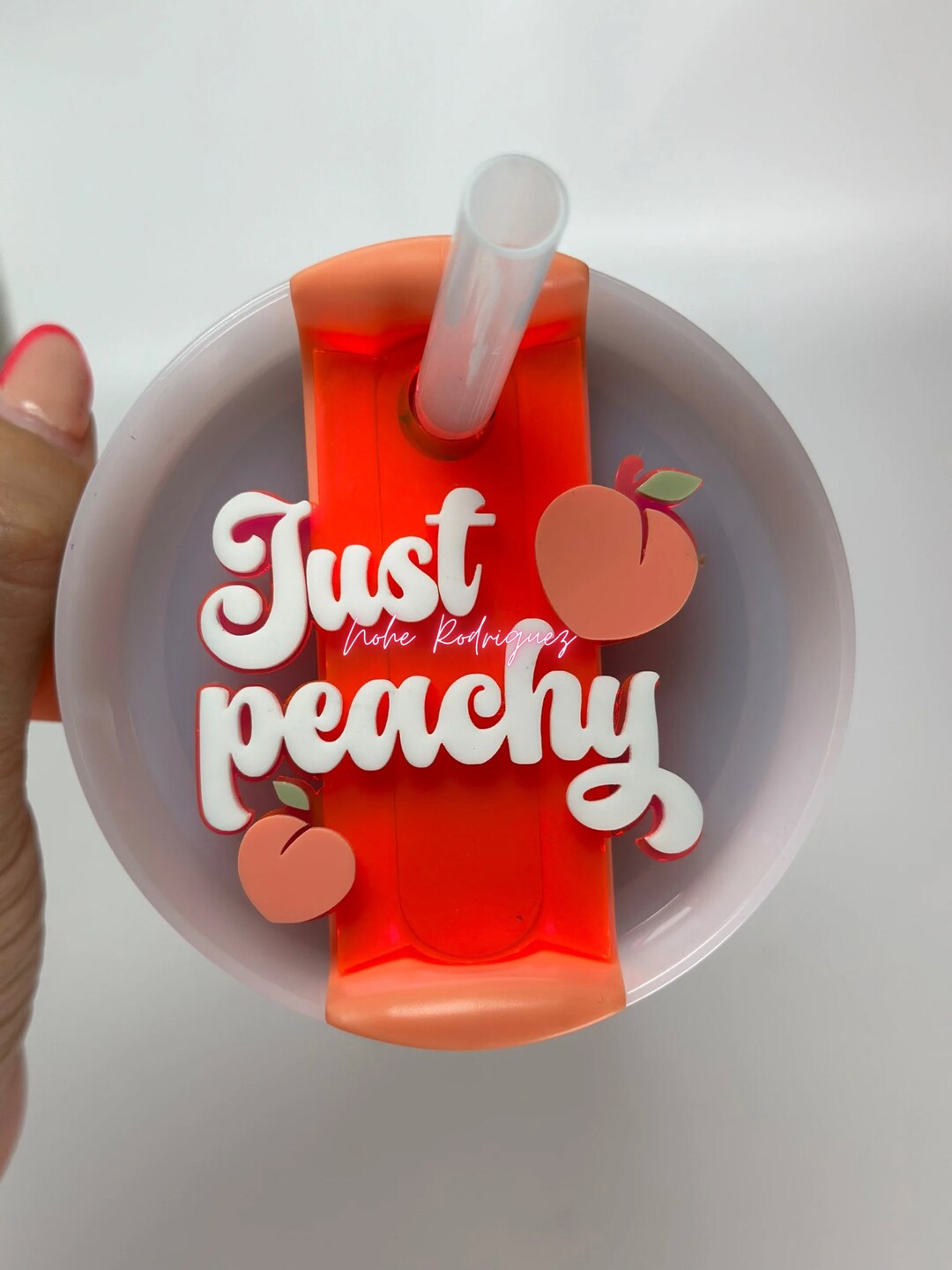 Just Peachy Tumbler Topper Peach Stanley Name Plate Name Plate Name ...