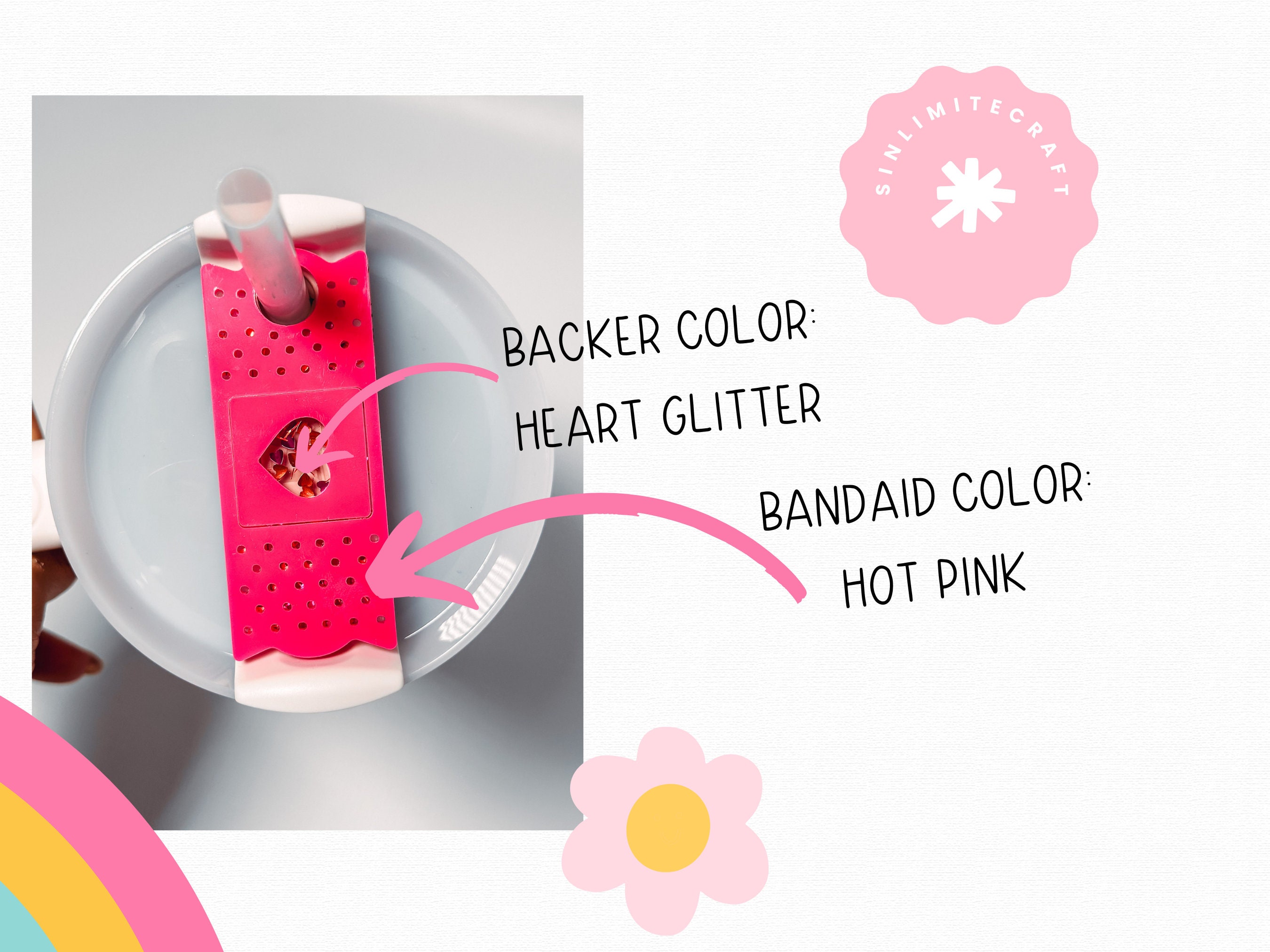Bandaid Heart Stanley Tumbler Topper 30oz 40oz Personalized Quencher H2 ...