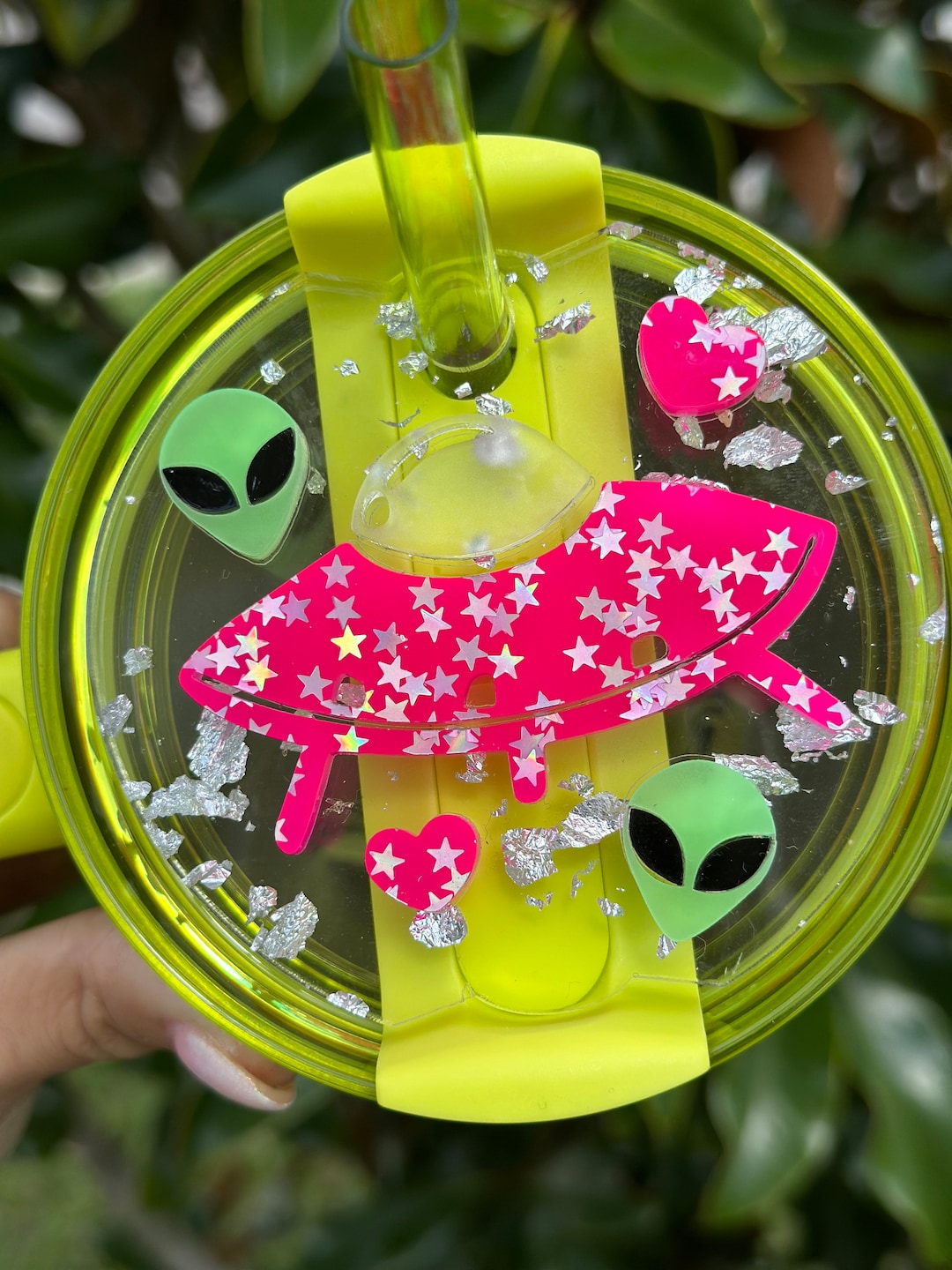 Personalized Name Tag Alien Tumbler Topper and Charms Alien Name Tag ...