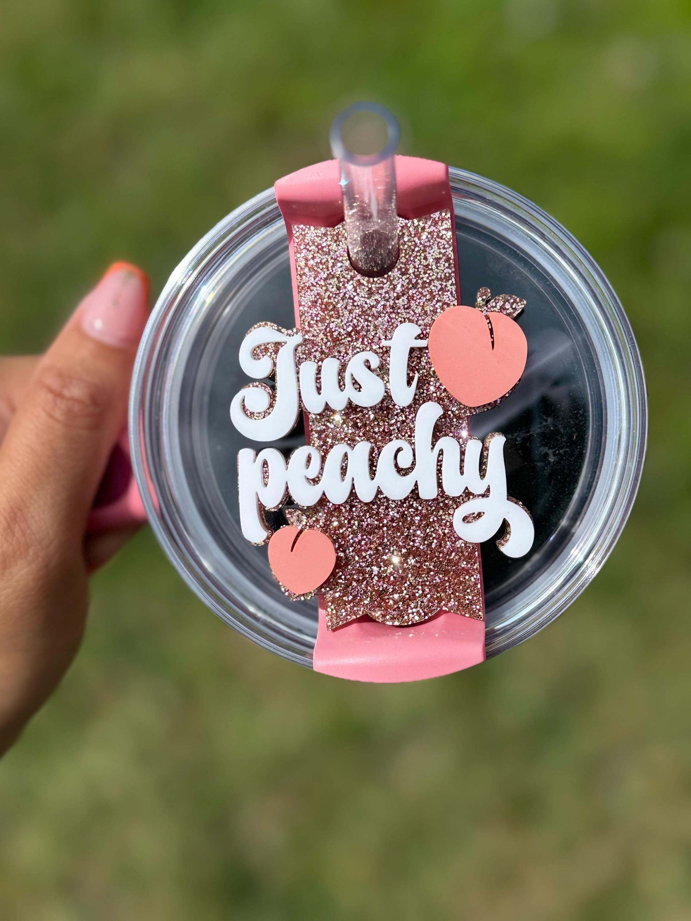 Just Peachy Tumbler Topper Peach Stanley Name Plate Name Plate Name ...