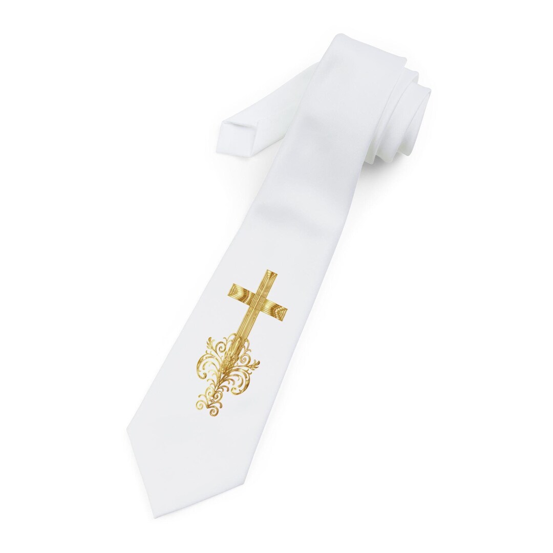 GOLD CROSS Necktie Christian Tie Elegant Formal Menswear Accessories ...