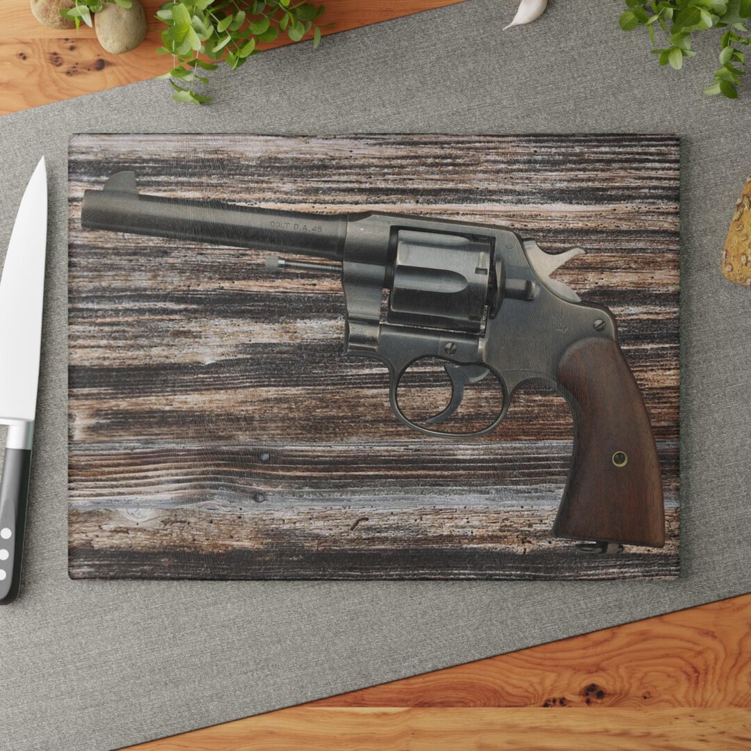 REVOLVER Glass Cutting Board Pistol Kitchen Decor Gun Enthusiast Gift ...