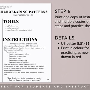 Microblading Pattern Step-by-step Workbook Microblading Strokes Pattern ...
