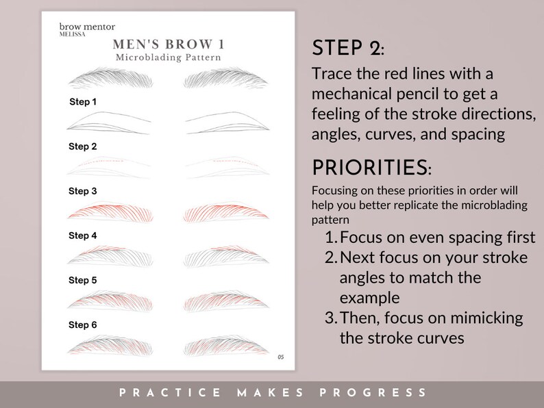 Mens Brow 1 Step By Step Microblading Pattern Microblading Stroke Pattern Template Phibrows