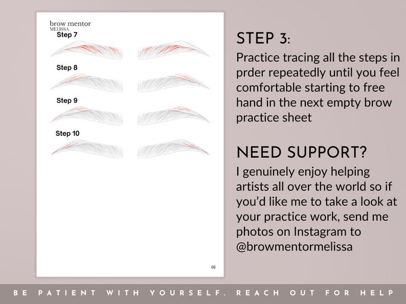 Realism Microblading Pattern Step-by-step, Hair Stroke Template ...