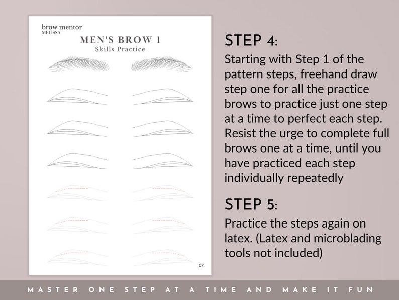 Men's Brow 1 Step-by-step Microblading Pattern Microblading Stroke ...