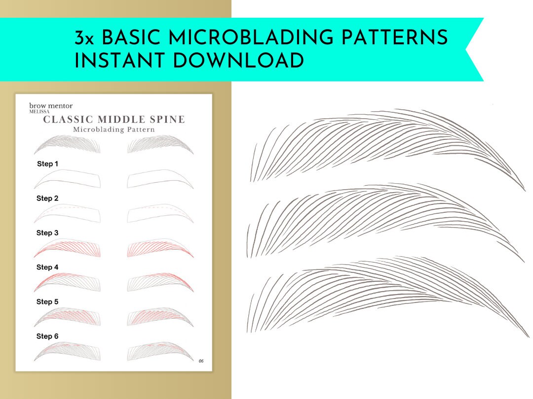 Simple Brow Microblading Pattern Step-by-step, Basic Microblading ...