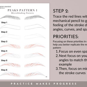 Realism Microblading Pattern Step-by-step, Hair Stroke Template, Trending Brow Patterns, Popular ...
