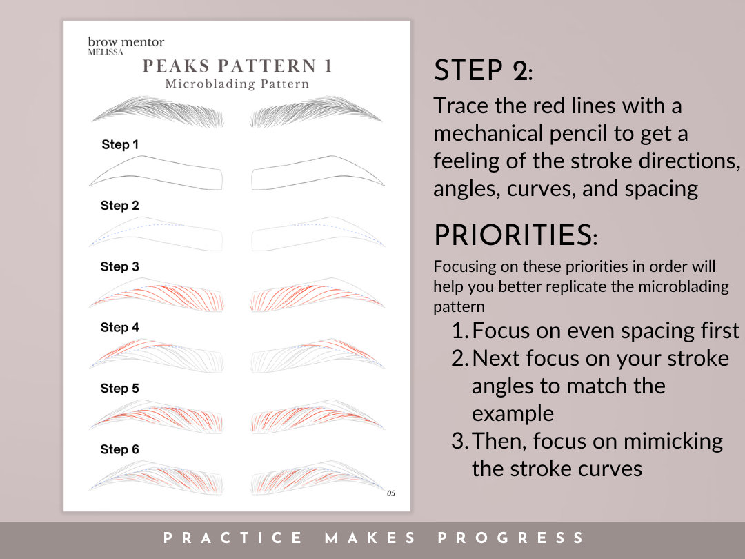 Realism Microblading Pattern Step-by-step, Hair Stroke Template ...