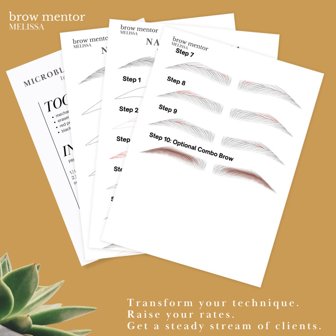 Natural Brow 1 Step-by-step Microblading Pattern Microblading Stroke ...