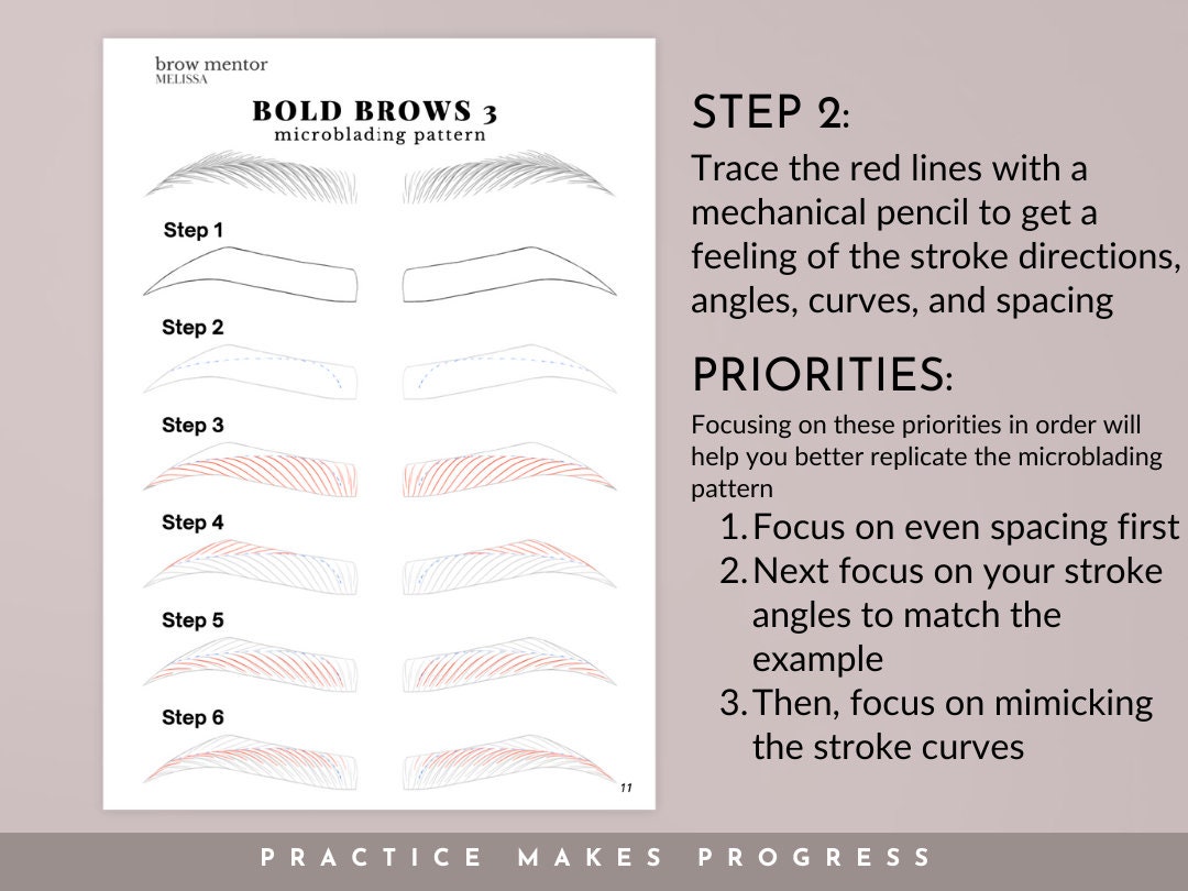 Bold Brows 3 Step-by-step Microblading Pattern Microblading Stroke ...