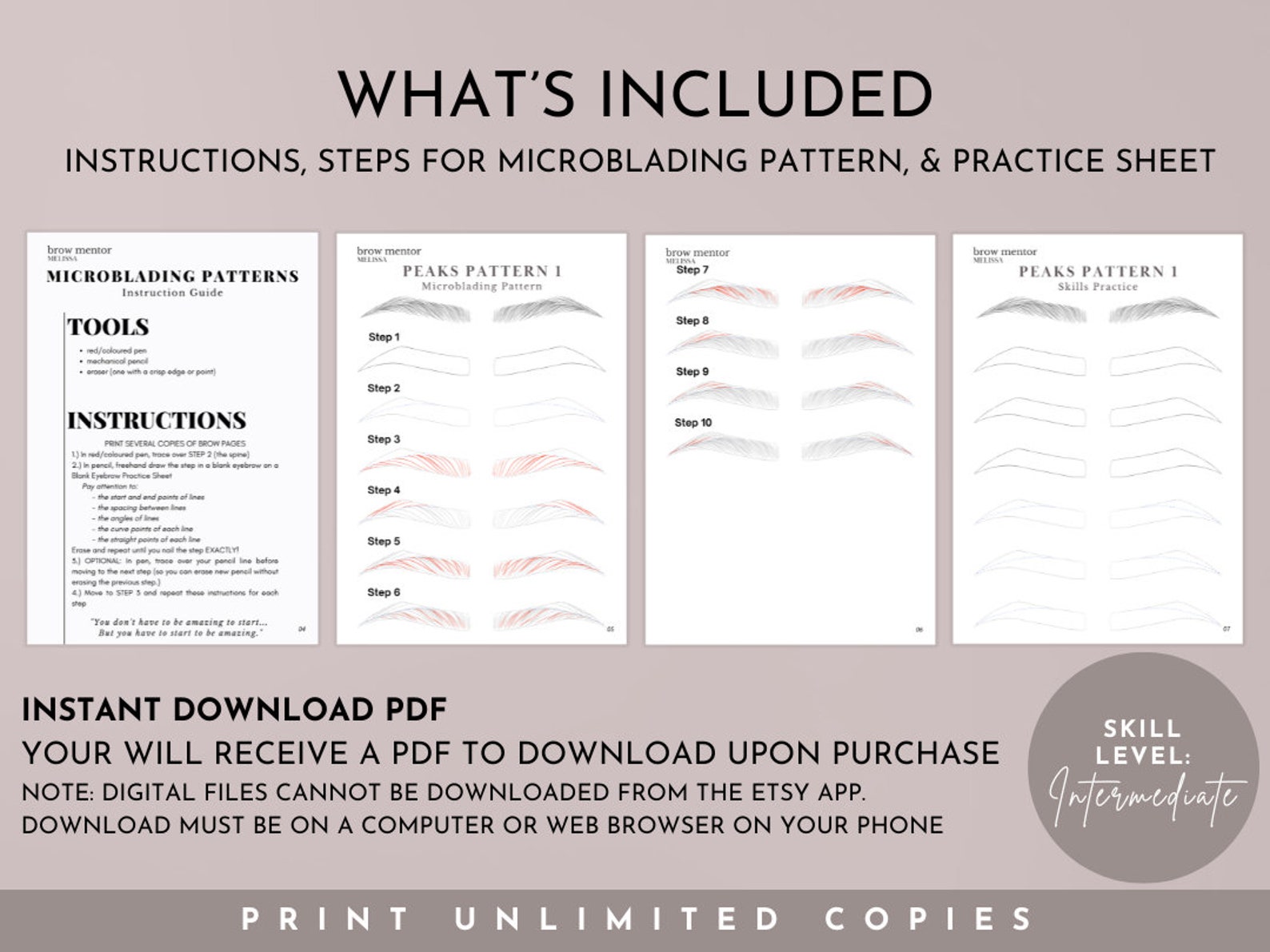 Realism Microblading Pattern Step-by-step, Hair Stroke Template ...
