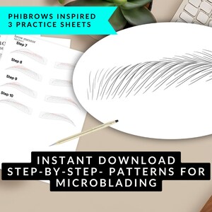 Microblading Pattern Step-by-step Workbook Microblading Strokes Pattern PDF Phibrows ...