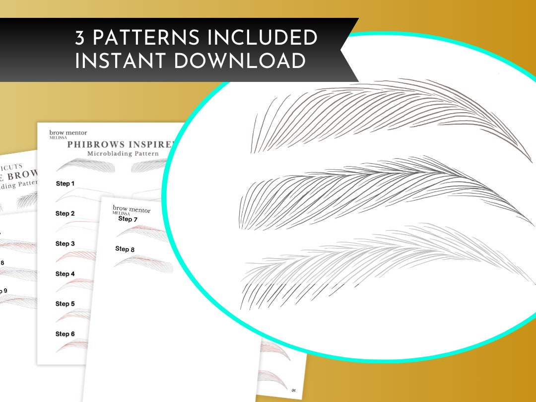 Natural Microblading Step-by-step Pattern Templates, Inspired by ...