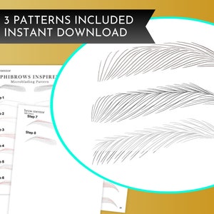 Microblading Pattern Step-by-step Workbook Microblading Strokes Pattern PDF Phibrows ...