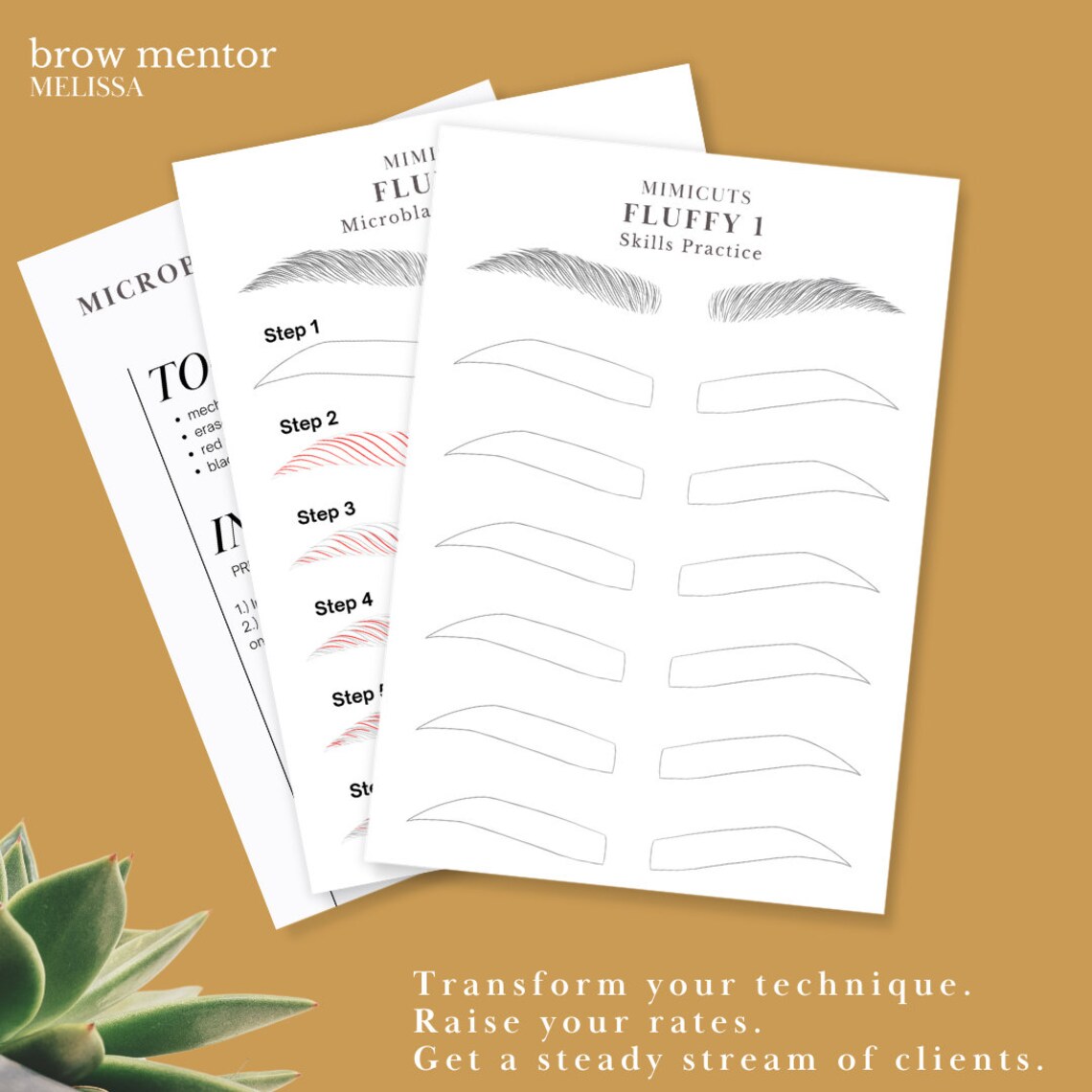 Fluffy 1 Step-by-step Microblading Pattern Microblading Stroke Pattern ...