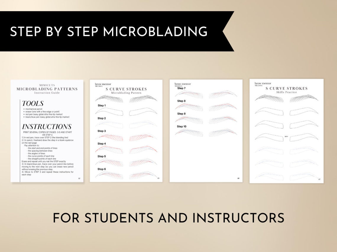 S-curved Microblading Strokes Design Step-by-step, S-shaped Style, S ...