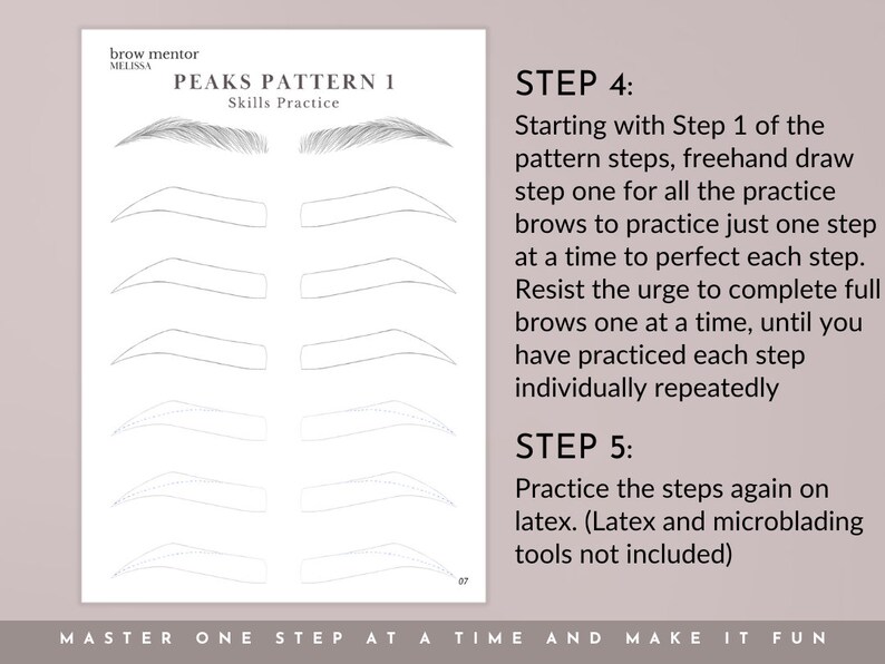 Realism Microblading Pattern Step-by-step, Hair Stroke Template ...