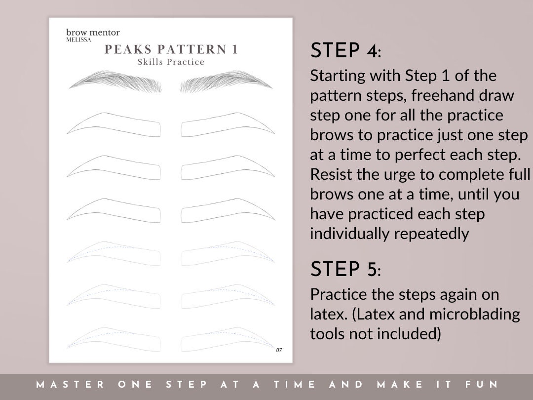 Realism Microblading Pattern Step-by-step, Hair Stroke Template ...