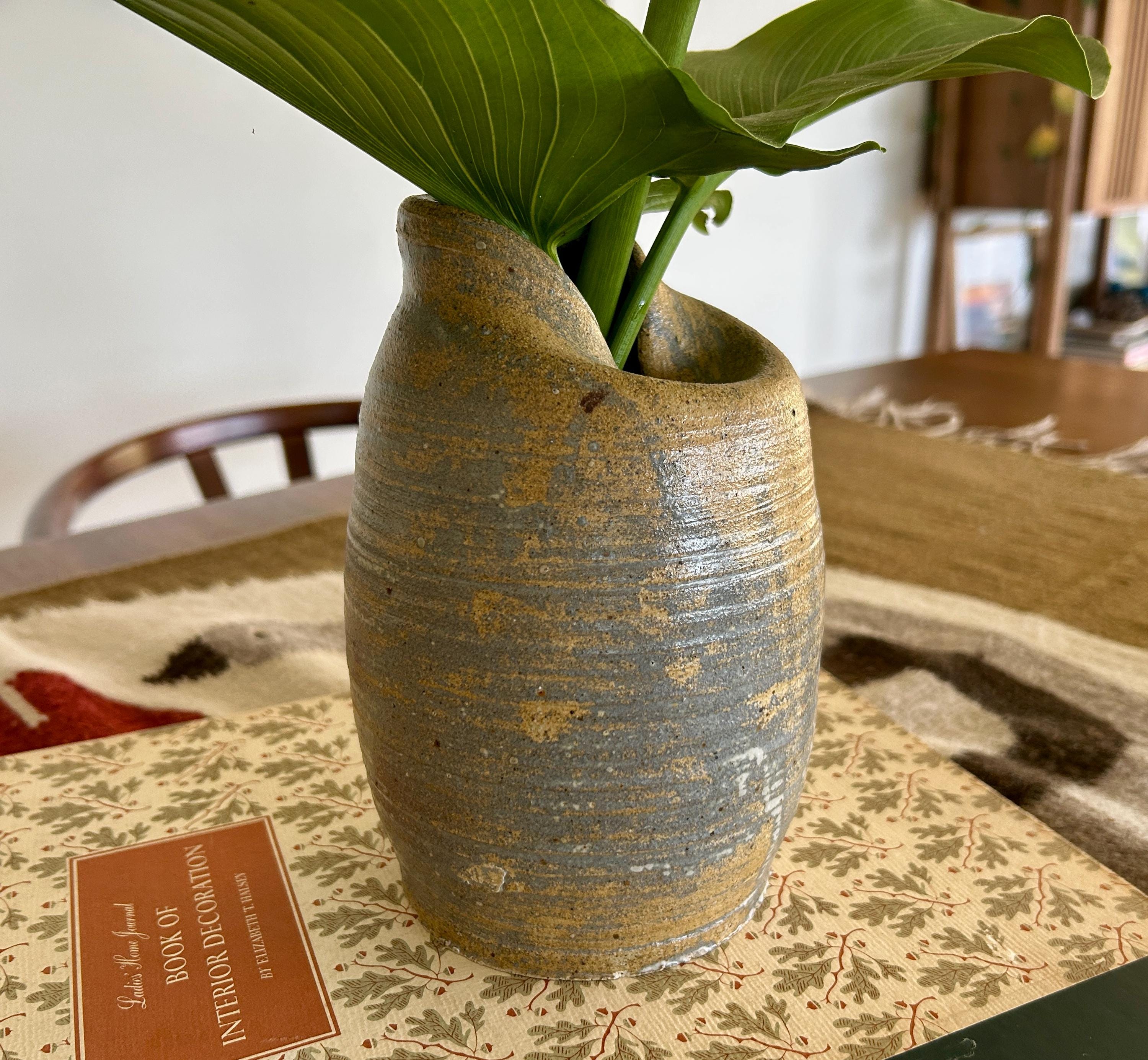Studio Pottery Vase, Neutral Earth Tone Glaze, Hand Thrown Vintage ...