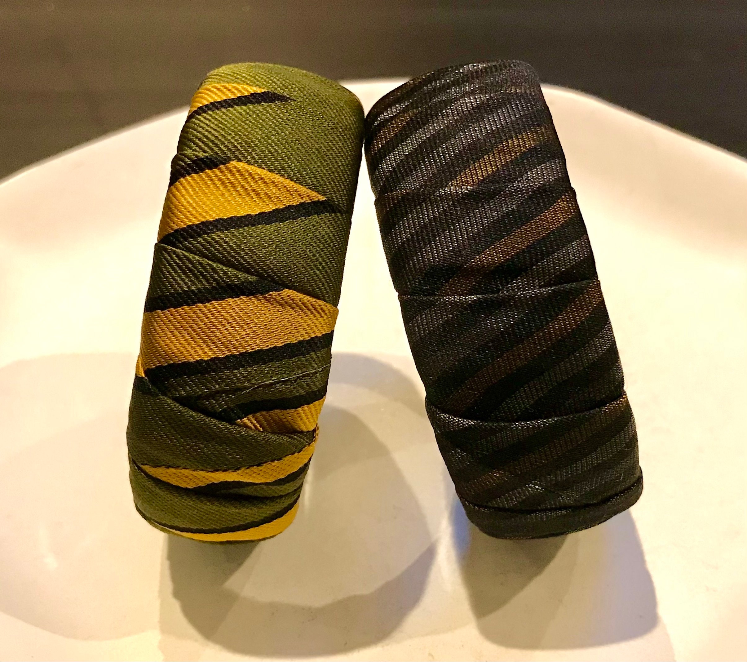 Pair of Upcycled Tie Bracelets, Wearable Textile Art, Vintage Neckties ...