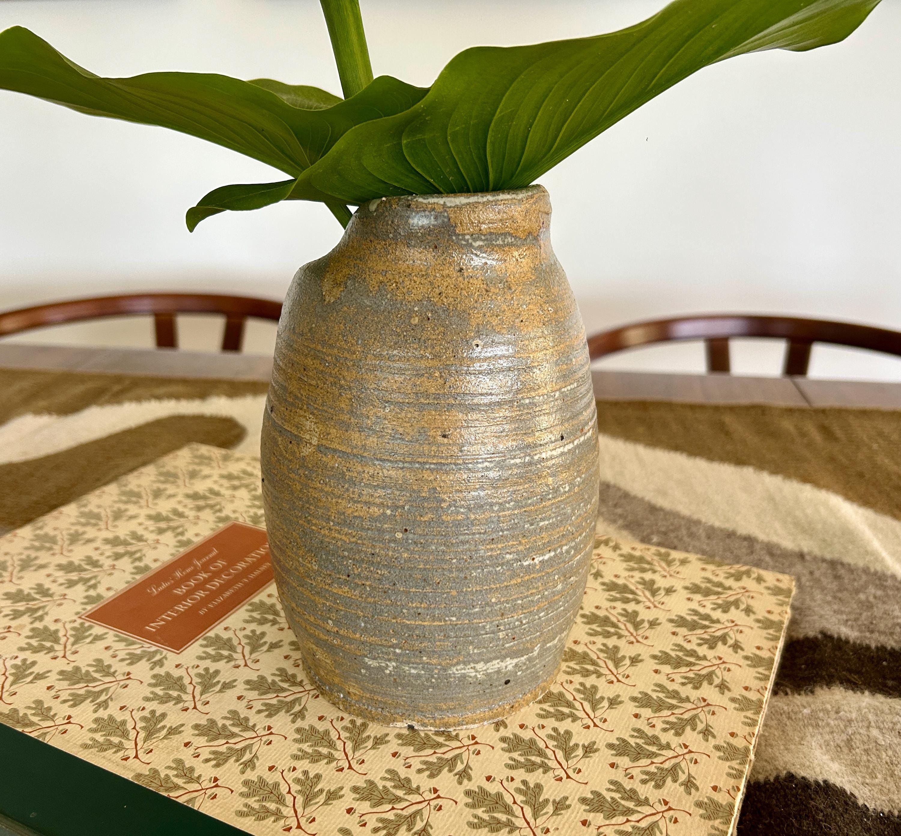 Studio Pottery Vase, Neutral Earth Tone Glaze, Hand Thrown Vintage ...