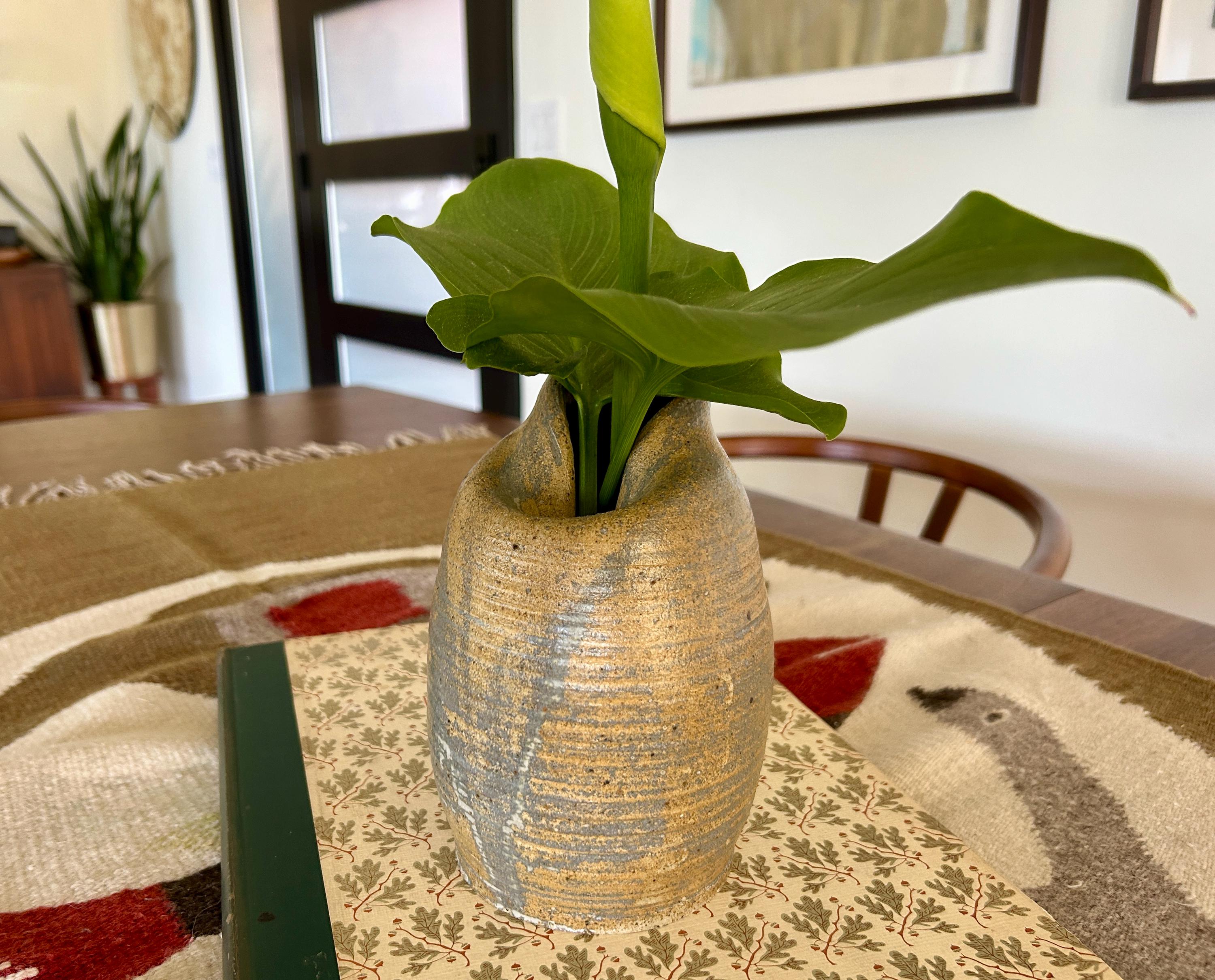 Studio Pottery Vase, Neutral Earth Tone Glaze, Hand Thrown Vintage ...