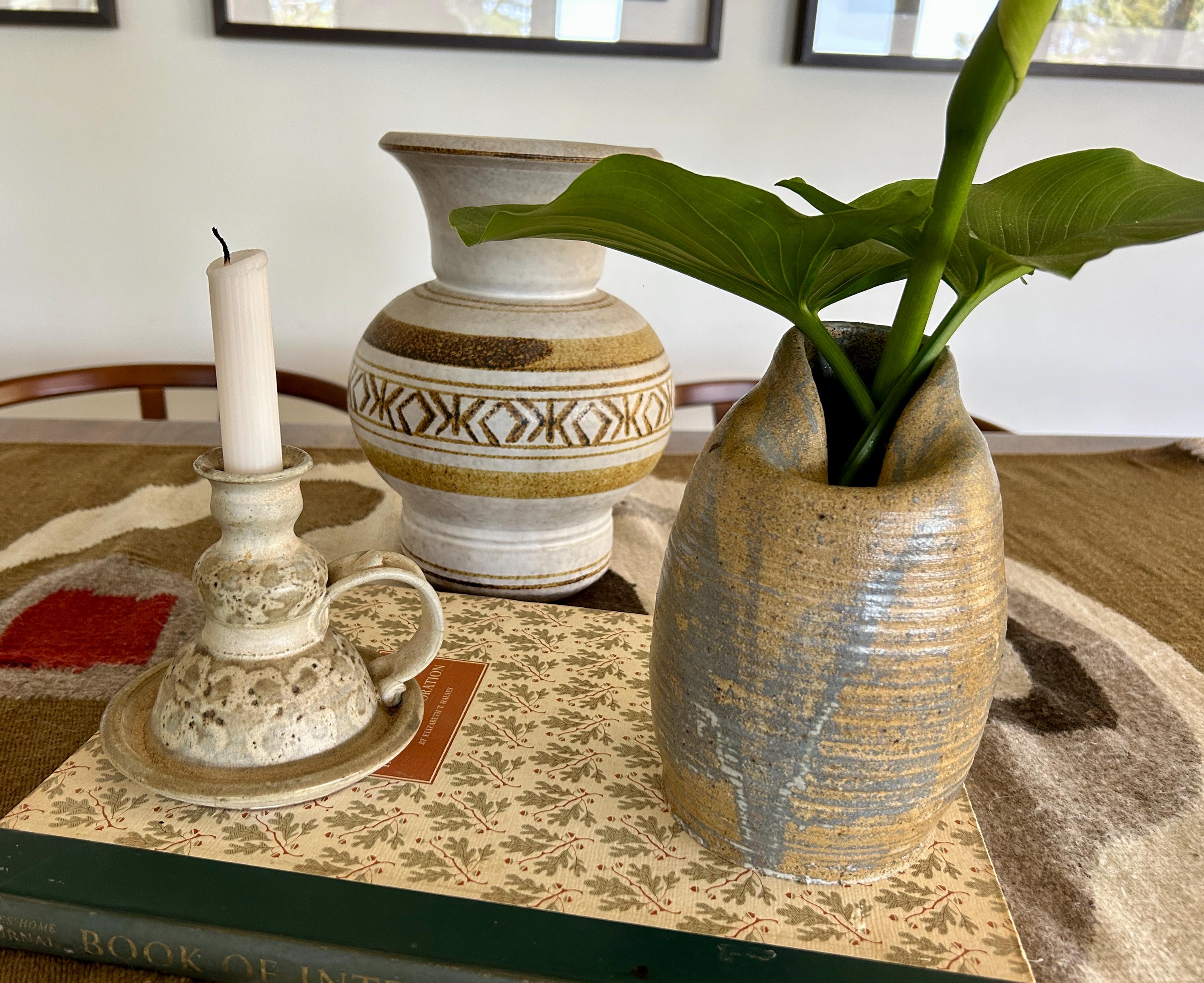 Studio Pottery Vase, Neutral Earth Tone Glaze, Hand Thrown Vintage ...