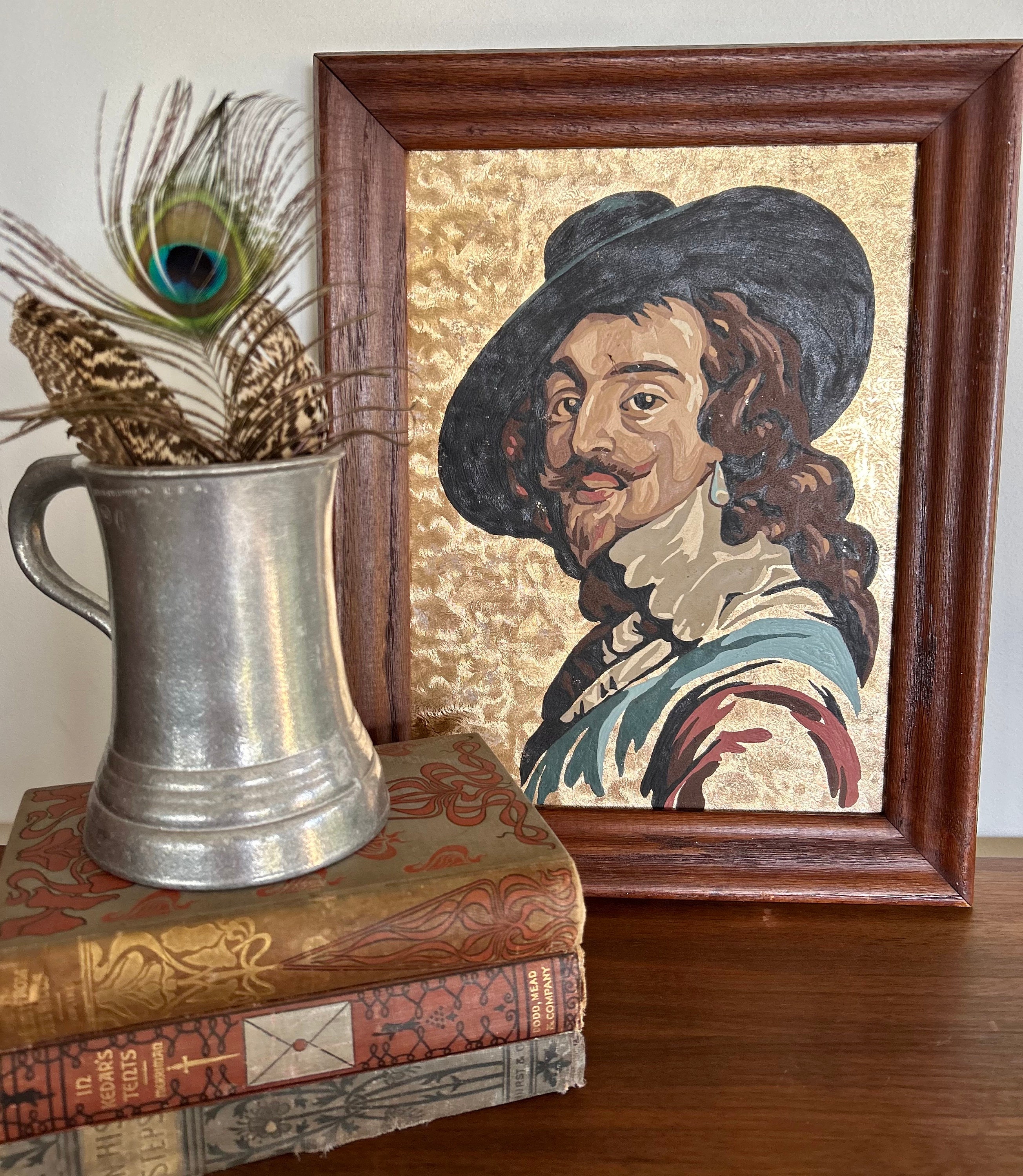 Set/2 Gold Foil Paint by Number Portraits, Vintage Hand Painted Artwork ...