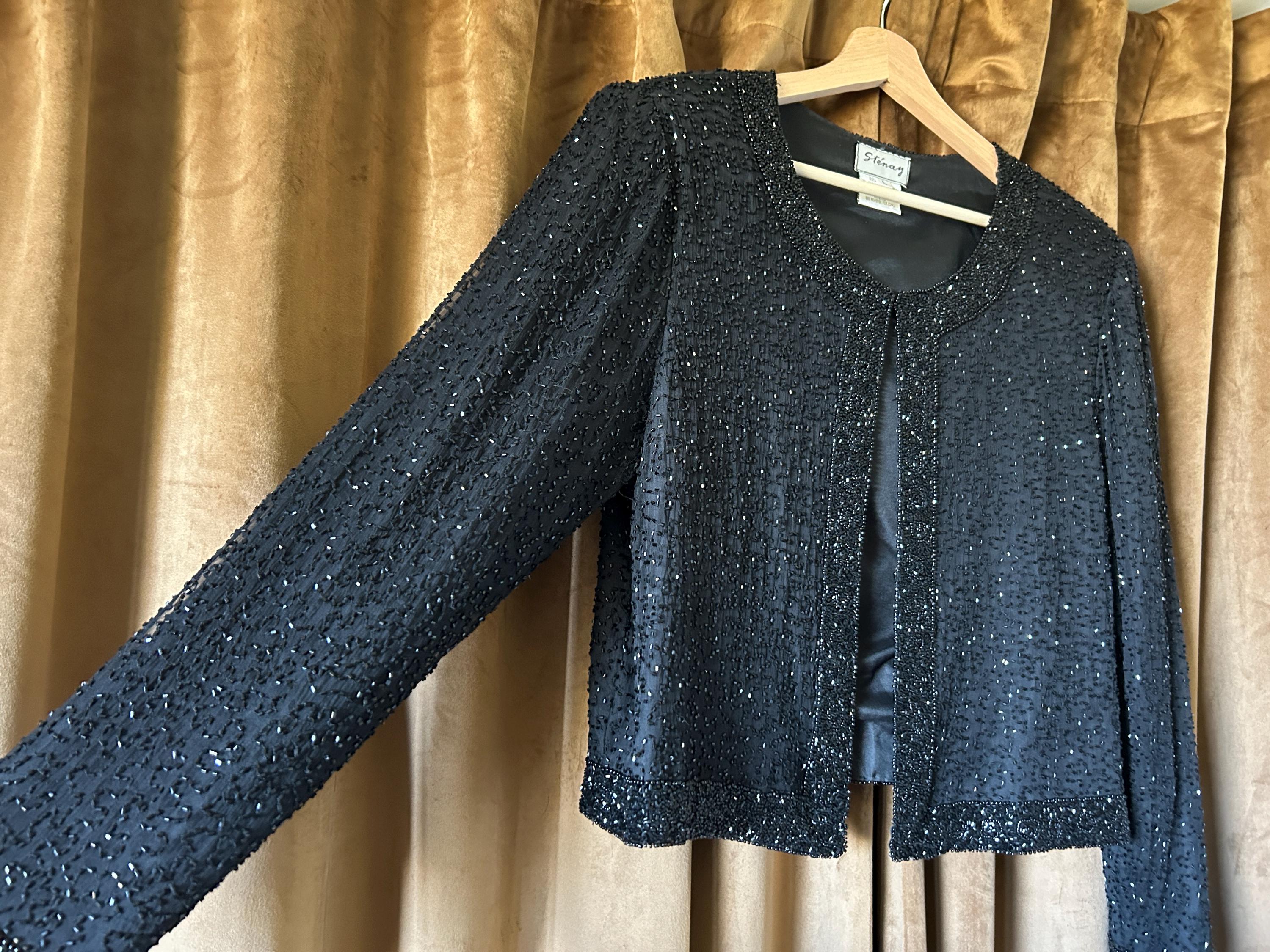 80s Stenay Beaded Black Bolero, 1980s Vintage Evening Wear, Holiday ...