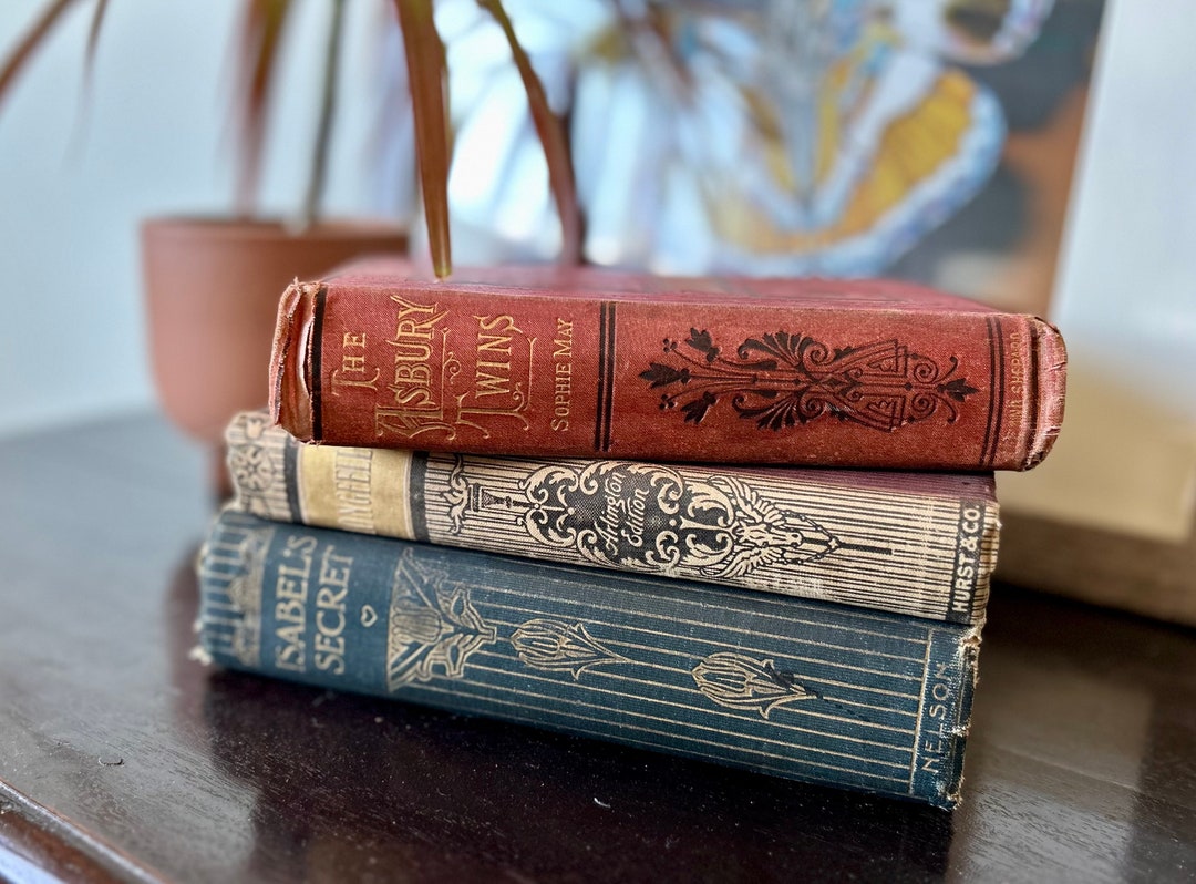 Set/3 Antique Book Bundle, Set of 3 Vintage Hardbacks, Antique Book ...