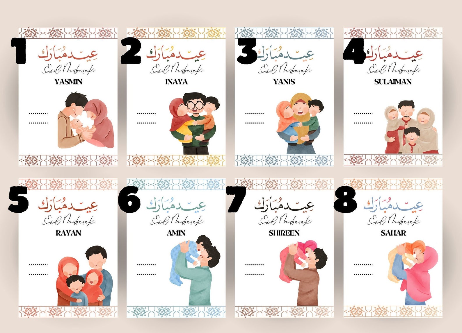 Editable Eid Mubarak Cards, Eid Mubarak Cards for Kids, 8 Eid Mubarak ...