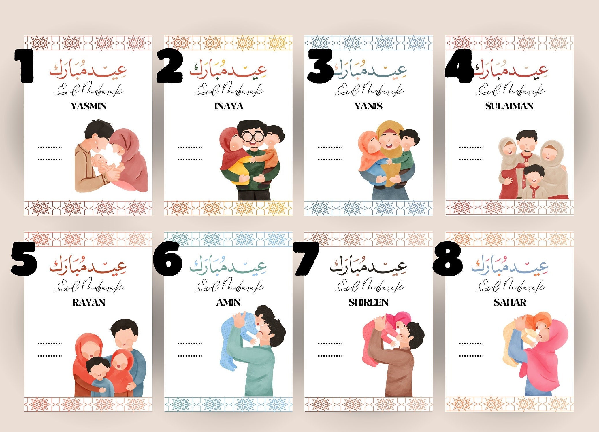 Editable Eid Mubarak Cards, Eid Mubarak Cards for Kids, 8 Eid Mubarak ...