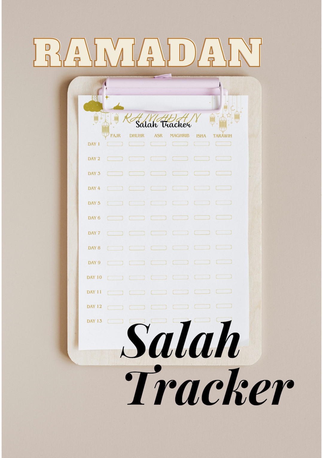 Ramadan Salah Tracker, 30 Days of Ramadan Salah Tracker, Every Ramadan ...